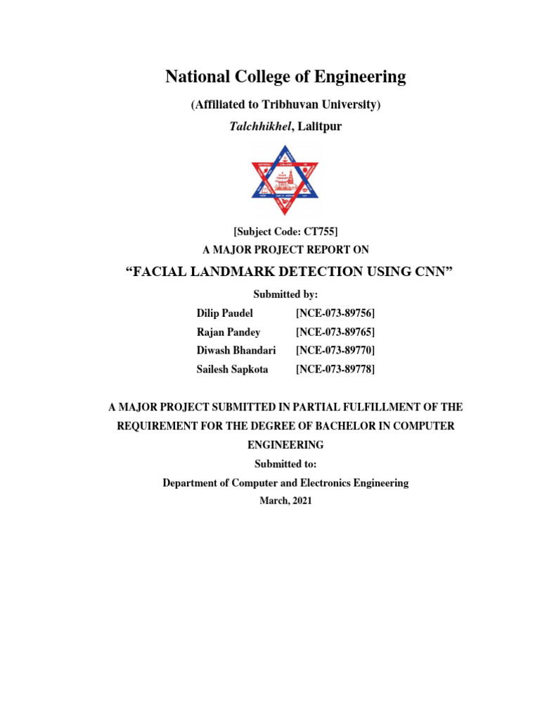 Facial Landmark Detection Using Cnn Report Pdf Artificial Neural Network Computing