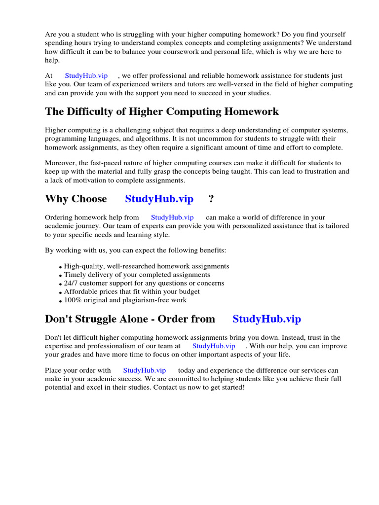 Higher Computing Homework Booklet | PDF | Educational Technology | Facebook