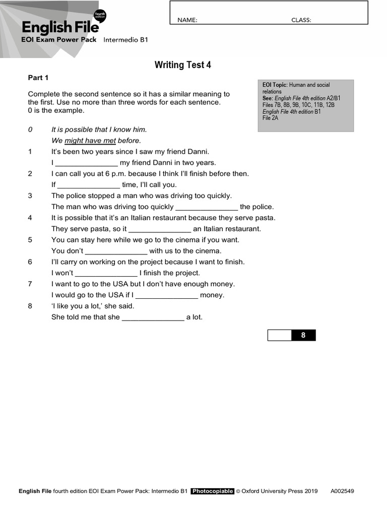 B1 Writing 4 | PDF