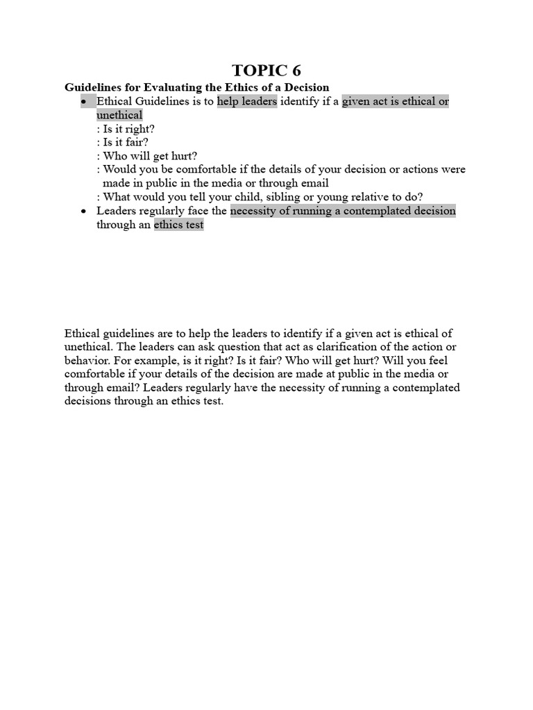 Ethical Leadership and Decision-Making Guide | PDF | Leadership ...