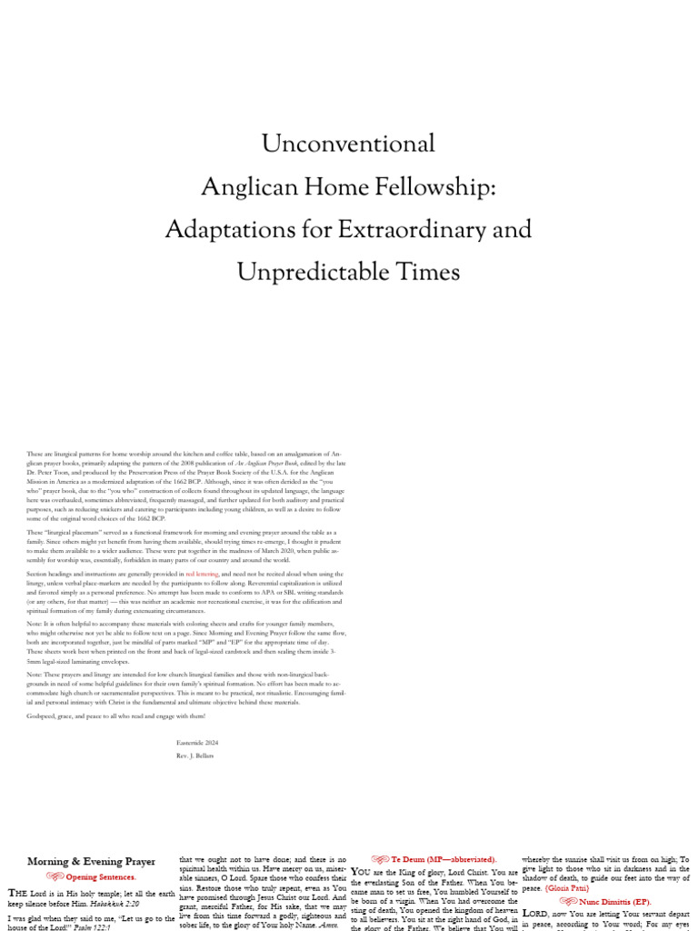 Anglican Home Worship Guide | PDF | Lord's Prayer | God The Father