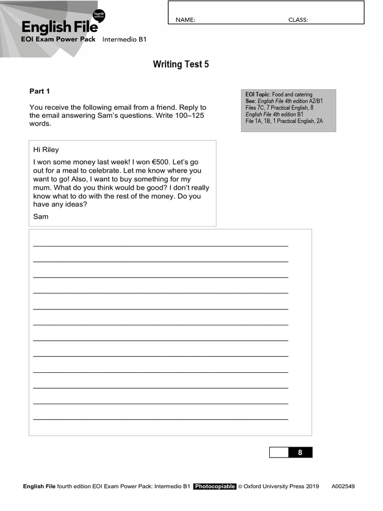 B1 Writing 5 | PDF