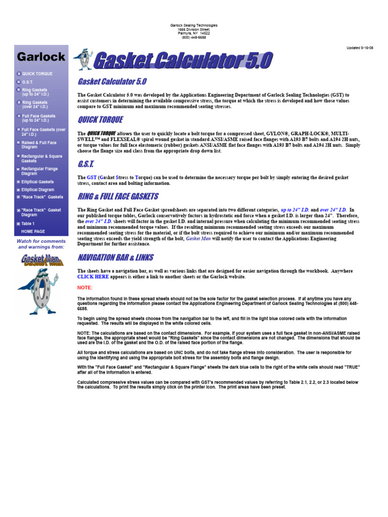 Gasket Calculator | PDF | Mechanical Engineering