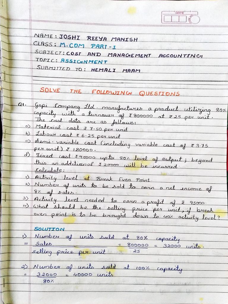 Cost Accounting Assignment | PDF