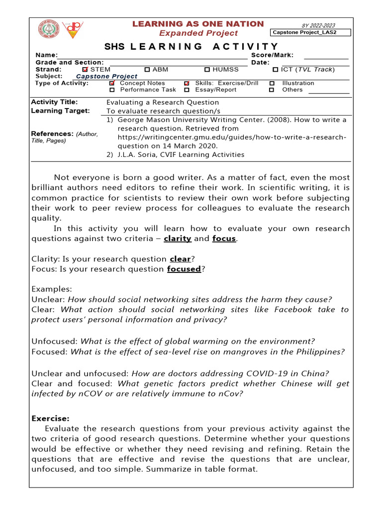 Capstone LAS 02 Evaluating Research Question | PDF | Social Networking ...