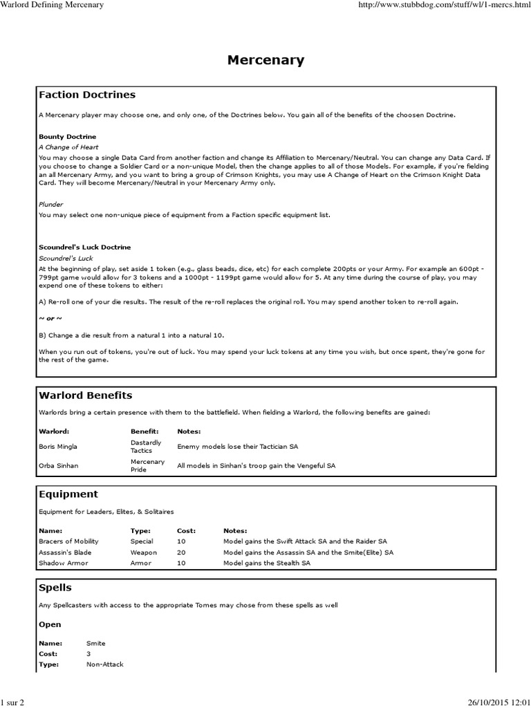Mercenary Faction Doctrines | PDF | Military