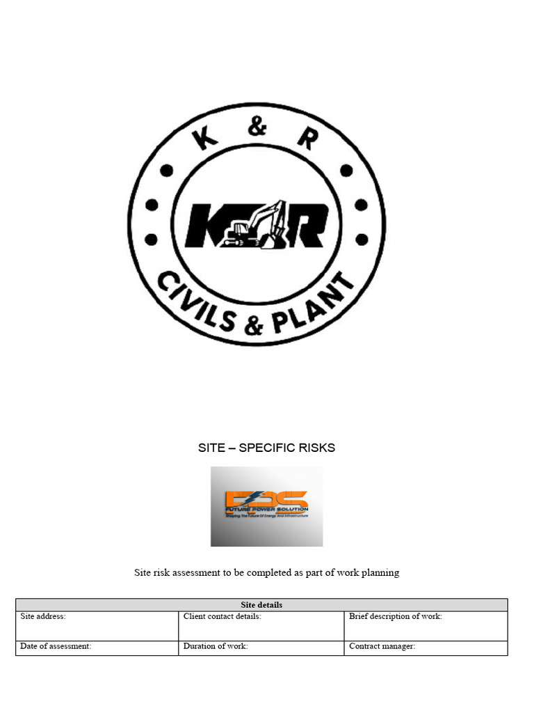 Site Specific Risks Assessment | PDF