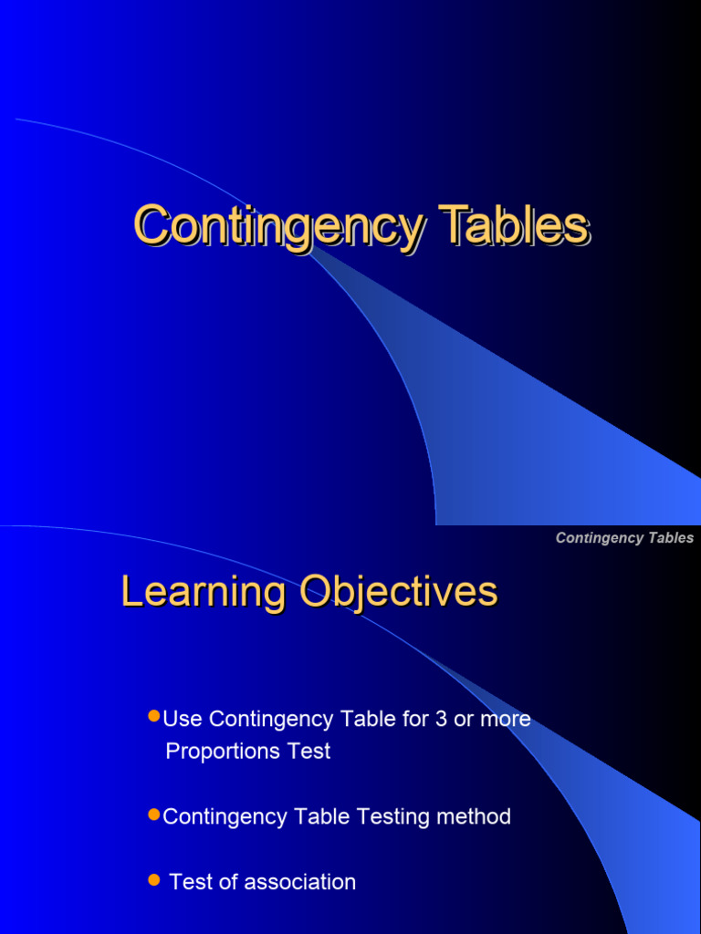 Contingency Table | PDF | Chi Squared Test | Statistical Significance
