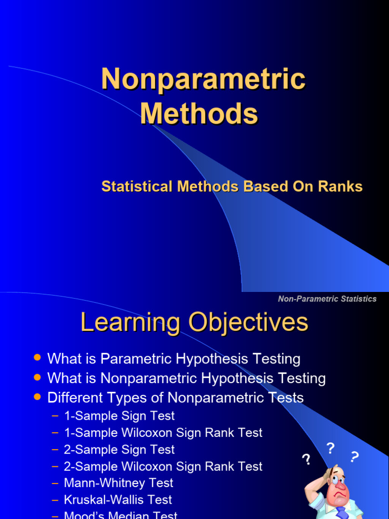 Nonparametric Tests Overview | PDF | Student's T Test | Mann–Whitney U Test