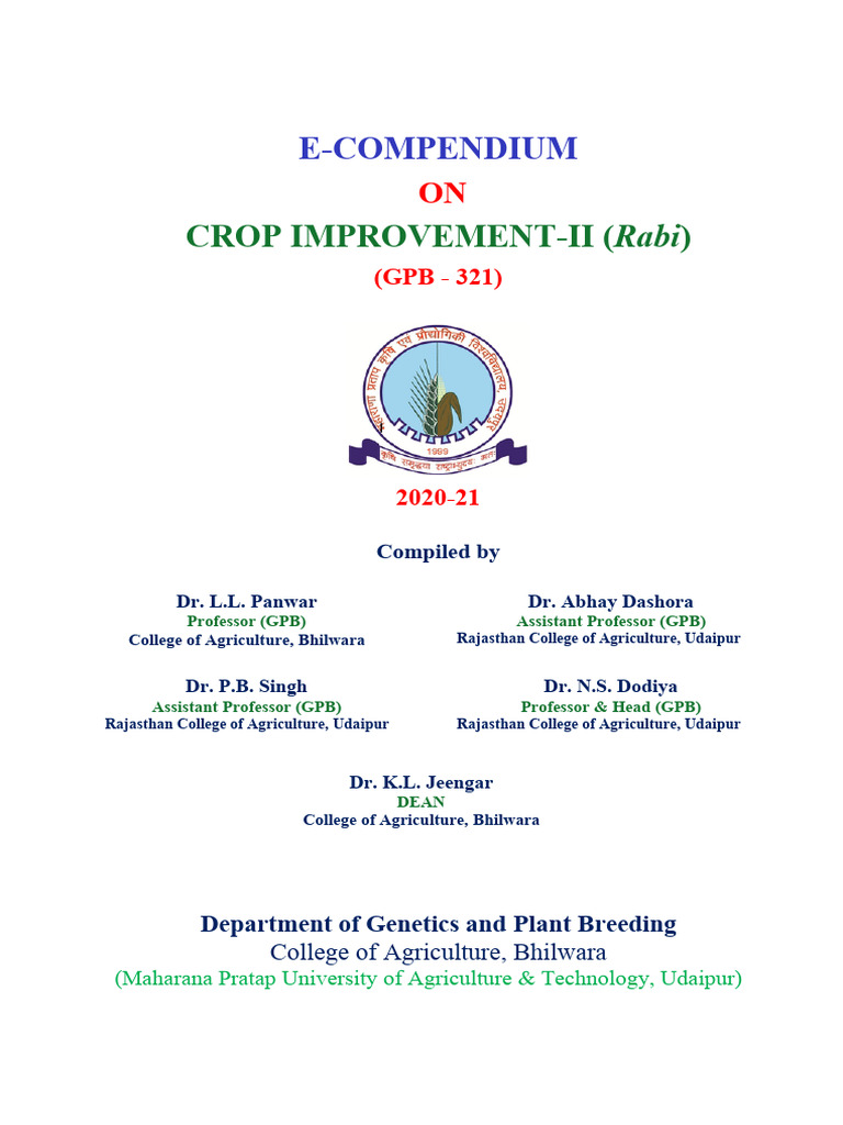 GPB 321 E-Compendium Bhilwara | PDF | Plant Breeding | Cultivar