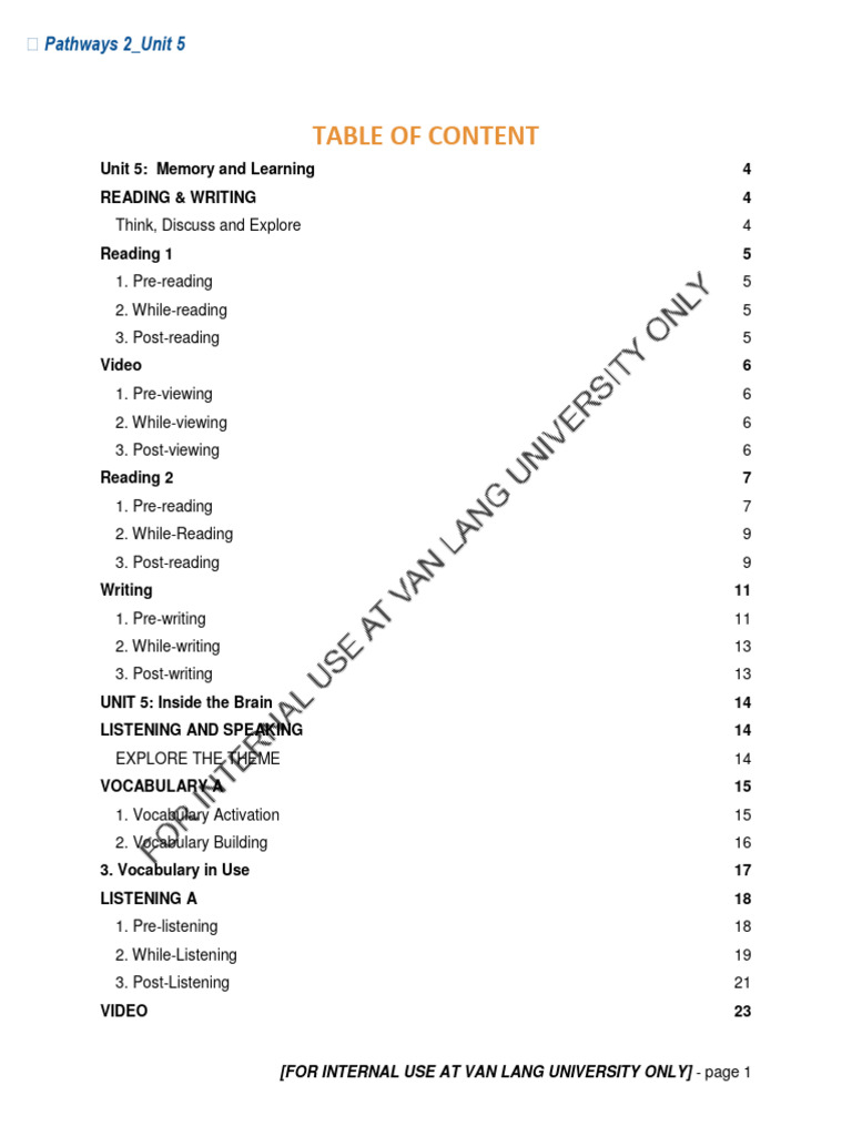 (Official) - Unit 5 - Supplementary - PATHWAYS 2 | PDF | Sleep | Memory