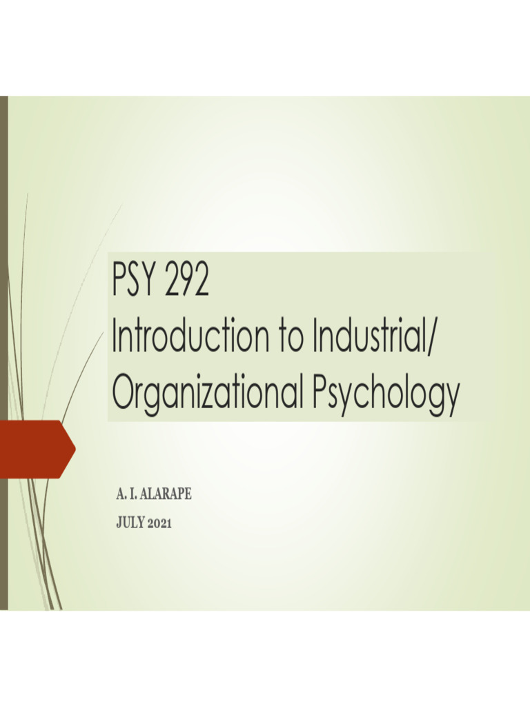 Introduction to I/O Psychology | PDF | Industrial And Organizational Psychology | Behavior ...