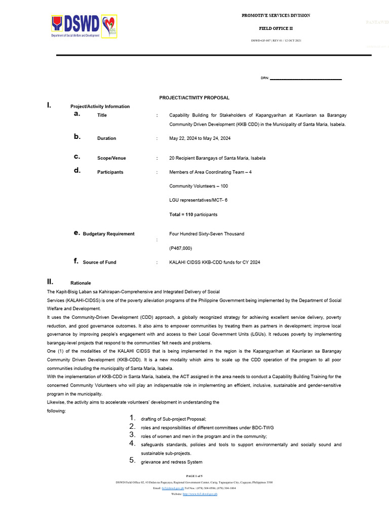 Project Proposal for CP Santa Maria 2024 (1) | PDF