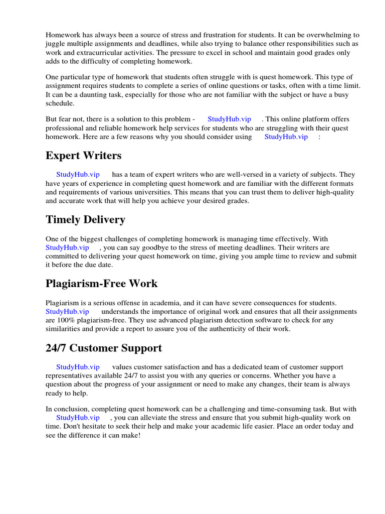 Quest Homework | PDF | Homework | Essays
