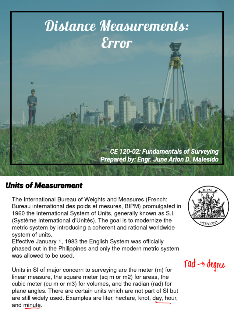 Distance Measurement - Errors | Download Free PDF | Observational Error | Surveying