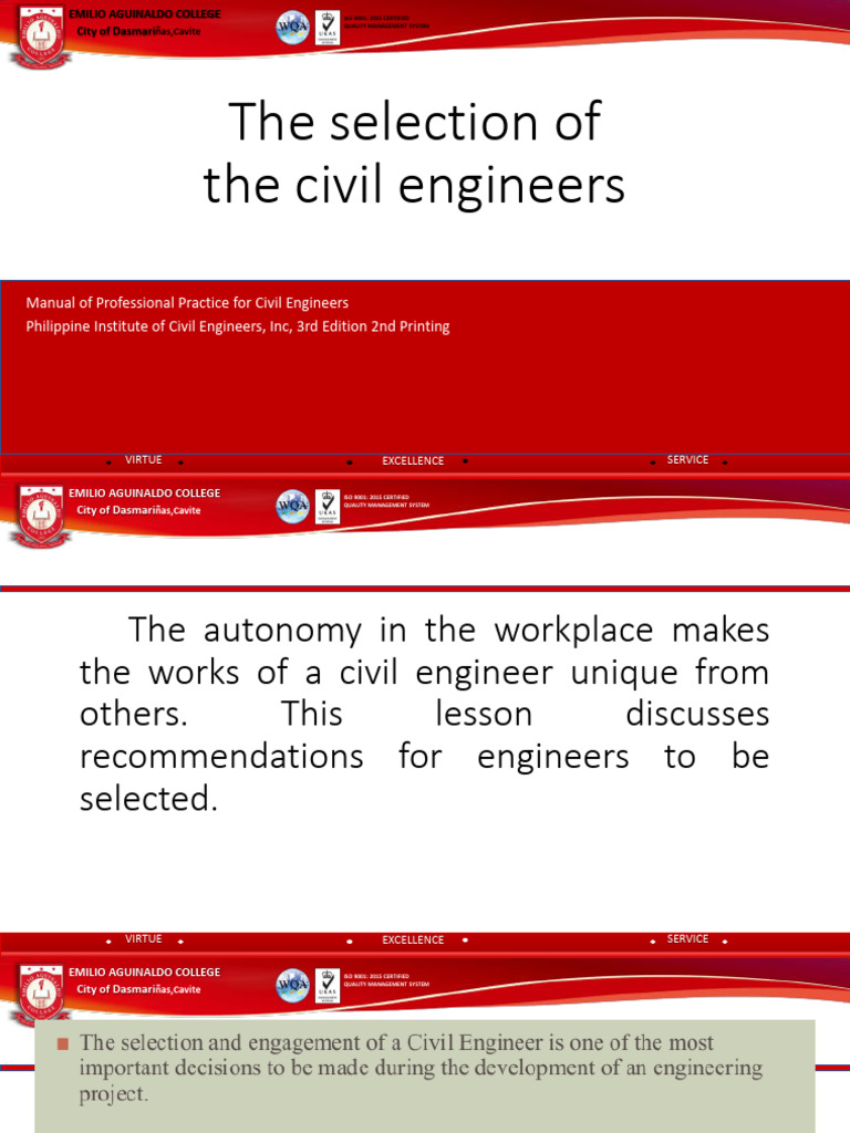 Lesson No. 4 The Selection of Civil Engineer | PDF | Quality Management ...