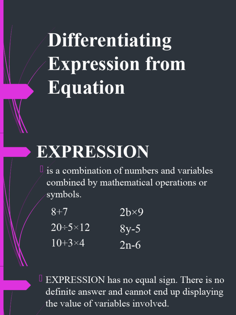 Lesson 3differentiating Expression From Equation | PDF | Equations ...