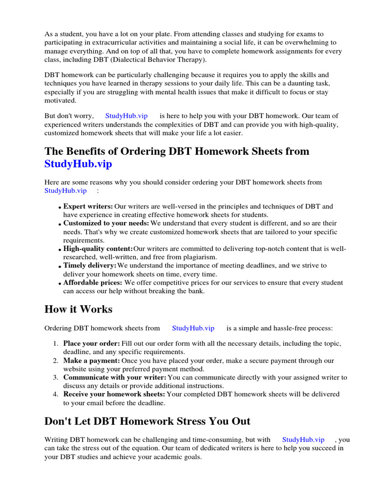 DBT Homework Sheets | Download Free PDF | Dialectical Behavior Therapy ...