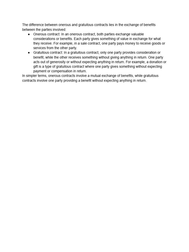 Gratuitous and Onerous | PDF