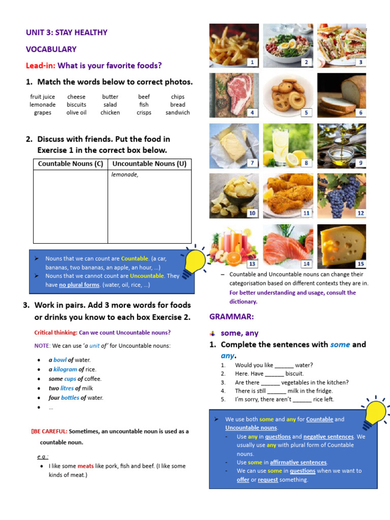Chương Trình THPT L P 11 - Unit 3 | PDF | Noun | Foods