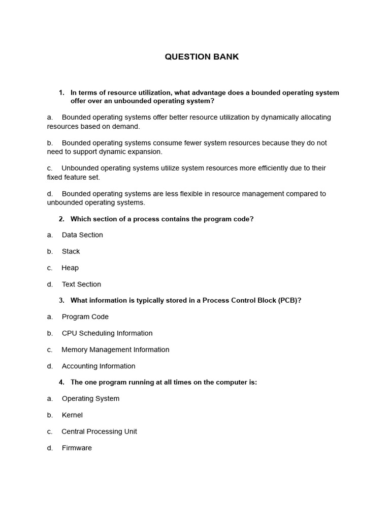 OS Question Bank | PDF | Scheduling (Computing) | Process (Computing)