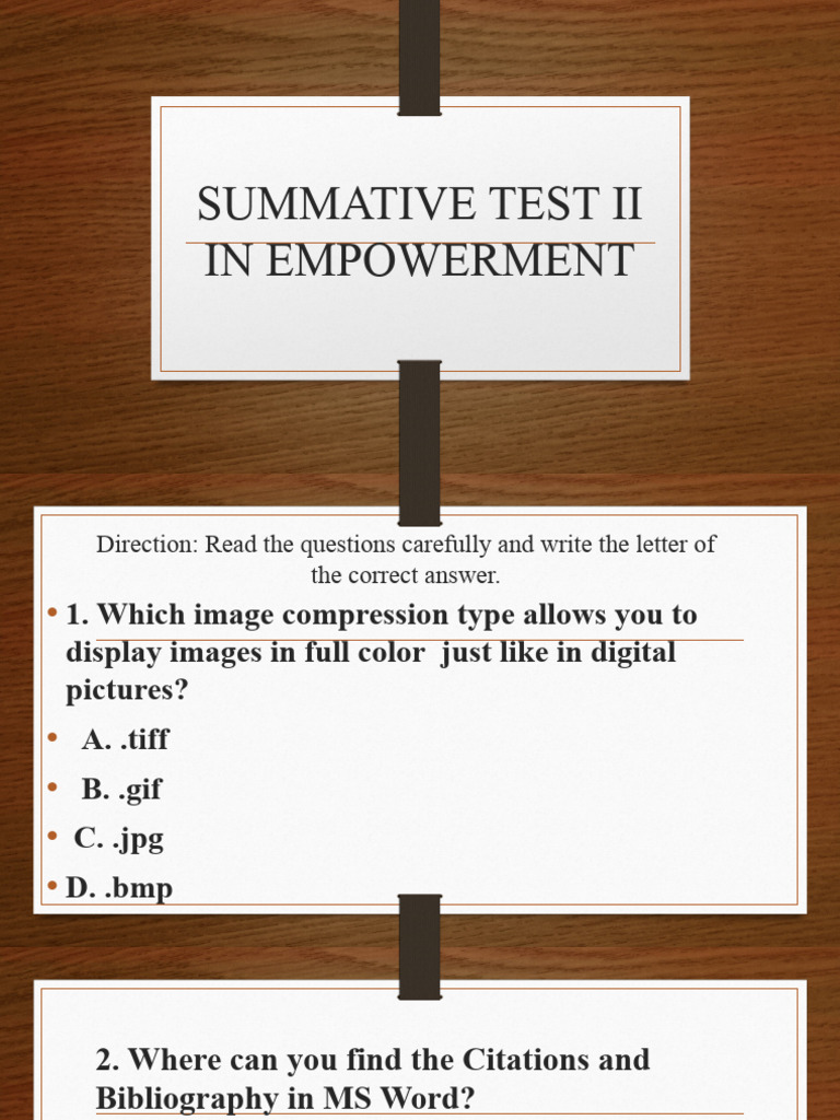 Summative Test Ii in Empowerment | PDF | Html | Microsoft Word