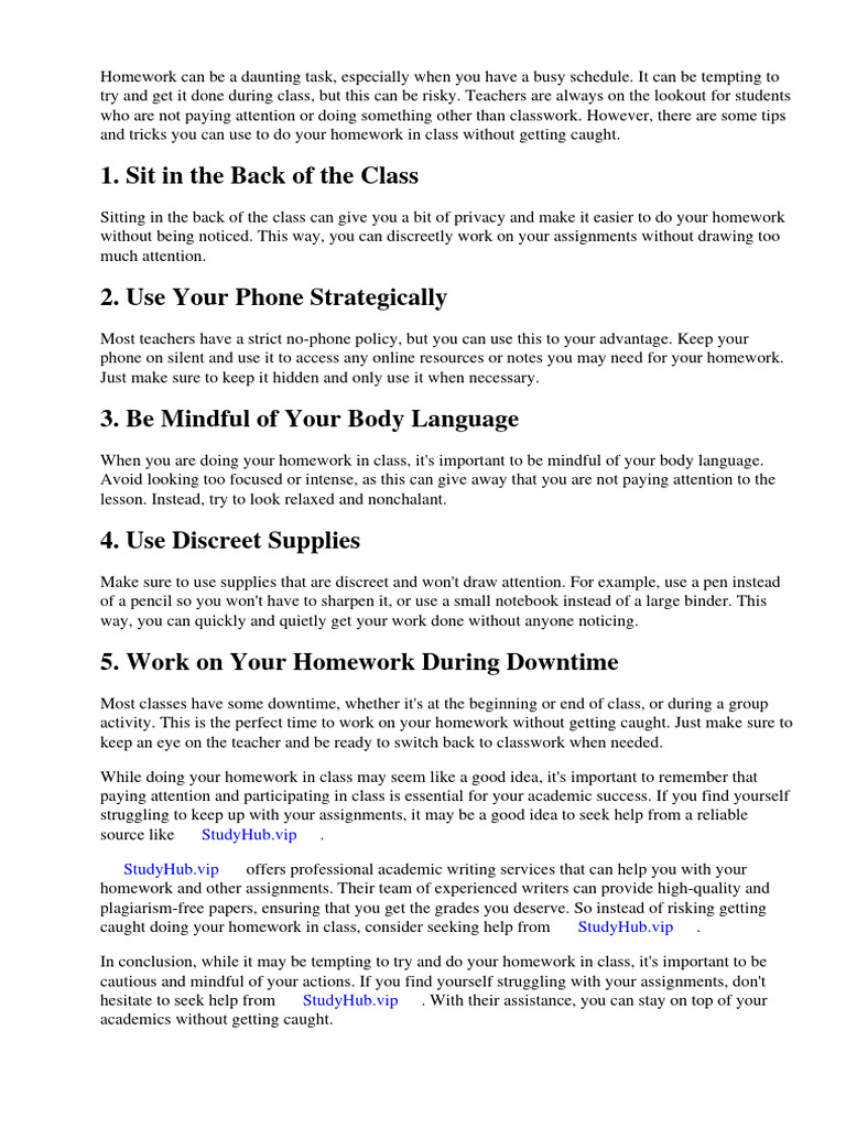 How To Do Your Homework in Class Without Getting Caught | PDF ...