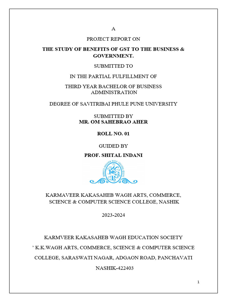 Ty Bba 5th Sem Project Edited | PDF | Taxes | Value Added Tax