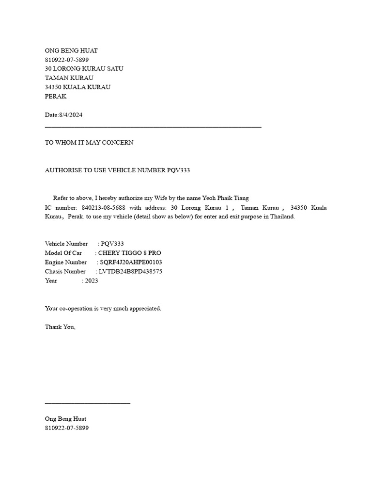 Hatyai Authorised Letter | PDF