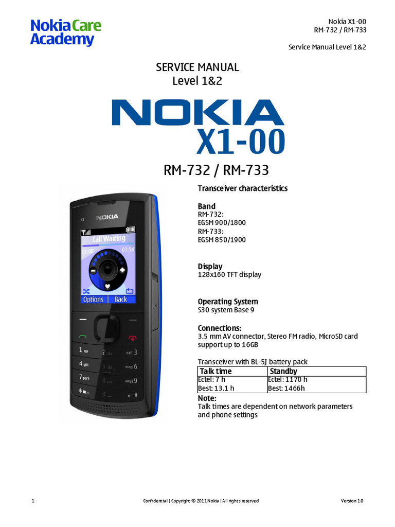 NOKIA X1 Service Manual | PDF | Electrostatic Discharge | Battery Charger