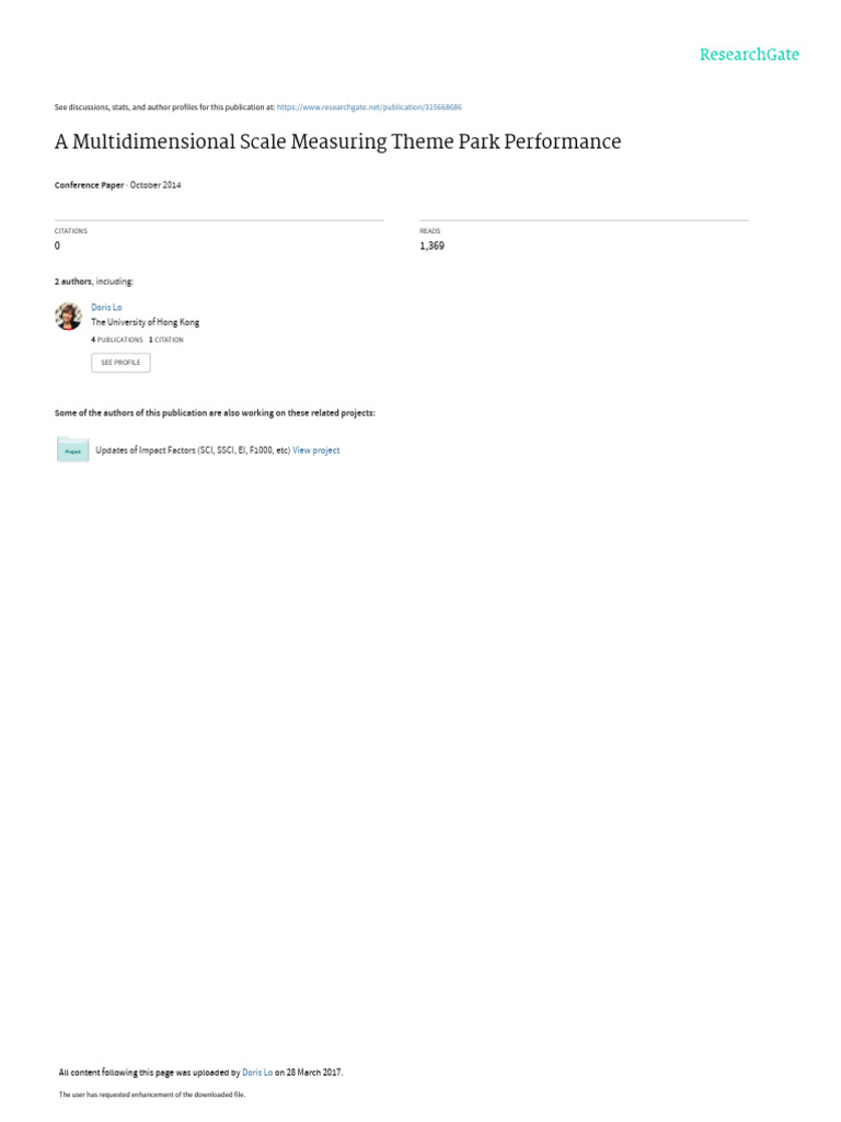 Theme Park Performance Measurement Scale | PDF | Customer Satisfaction ...