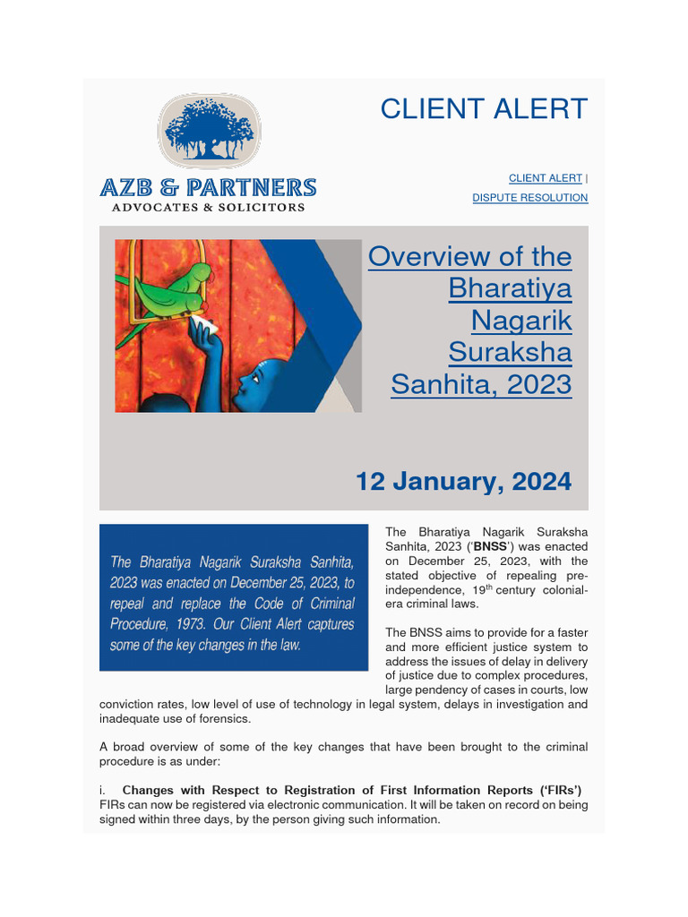 Overview of The BNSS 2023 | PDF | Arrest | Police