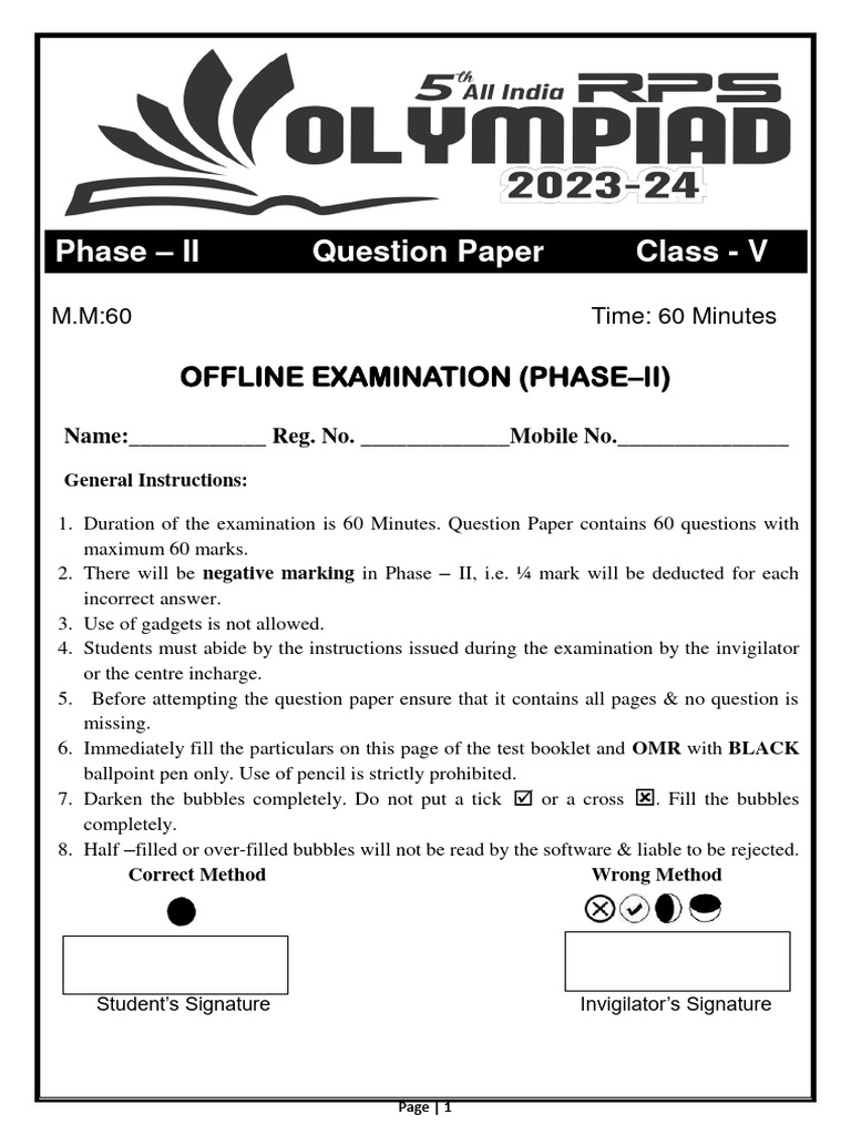 Phase - Ii Question Paper Class - V | PDF | Adverb | Verb