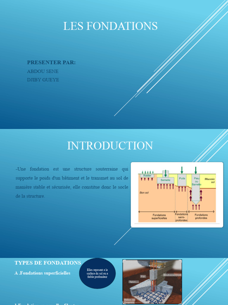 Presentation Des Fondations | PDF | Fondation (construction) | Fondation profonde