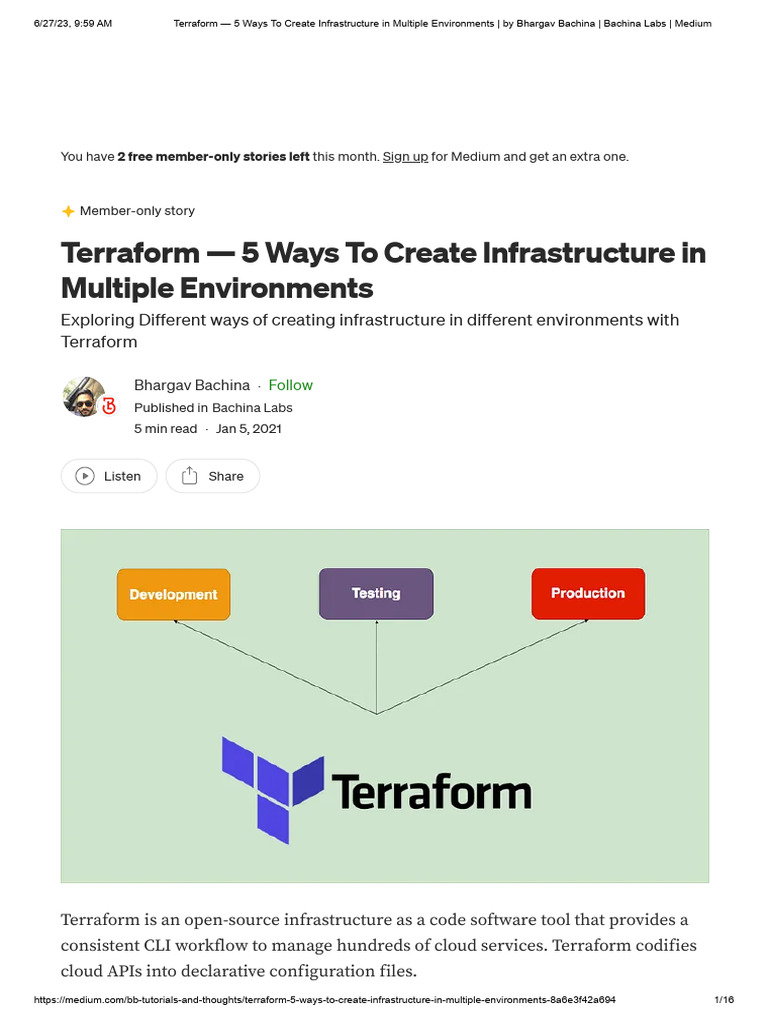 Terraform — 5 Ways To Create Infrastructure in Multiple Environments | PDF | Computer File ...
