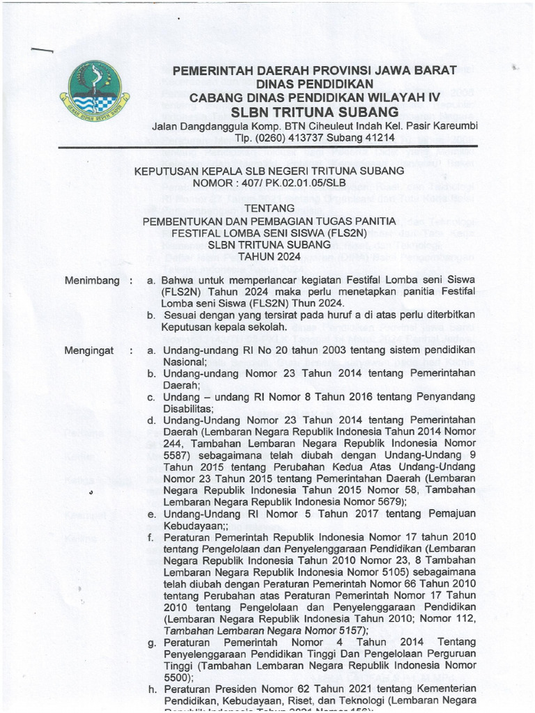 SK Pembimbing FLS2N | PDF