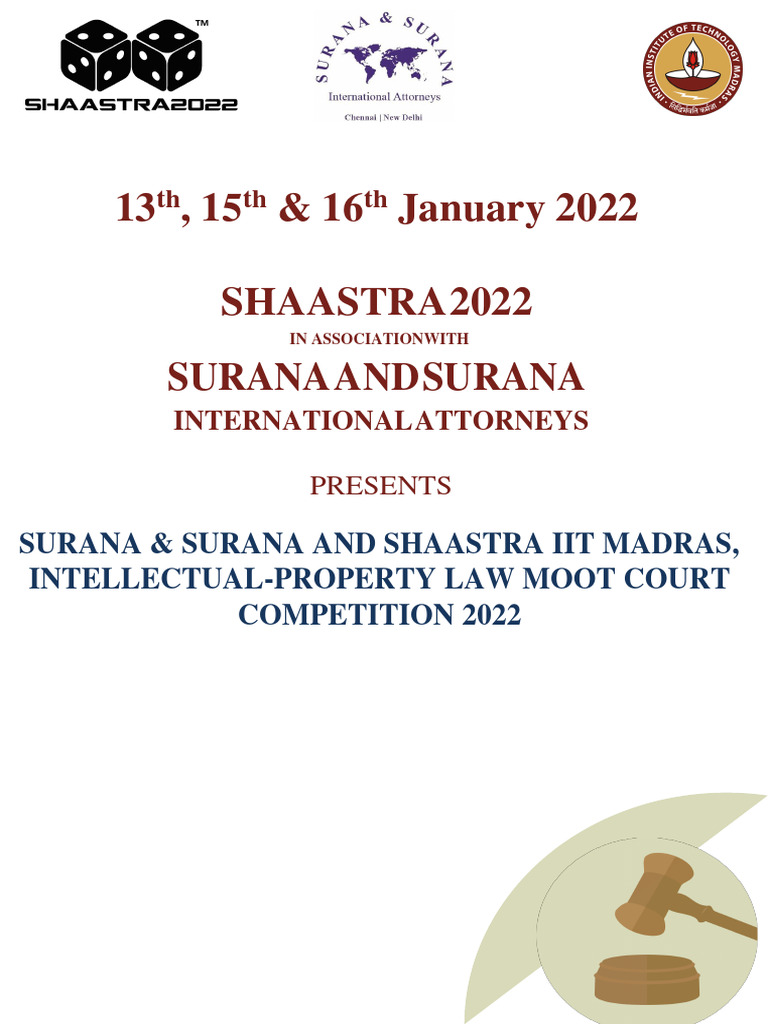 Surana Surana and Shaastra Iit Madras Ip Law Moot Court Competition ...