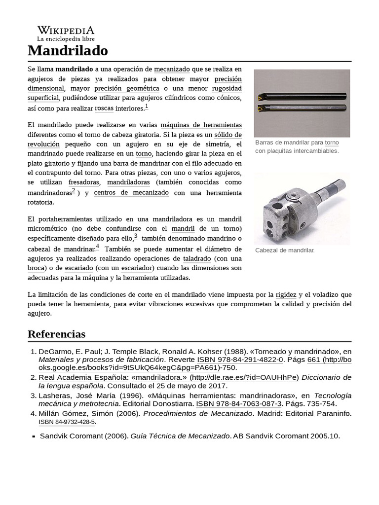 Proceso de Mandrilado en Mecanizado | PDF | Bienes manufacturados ...