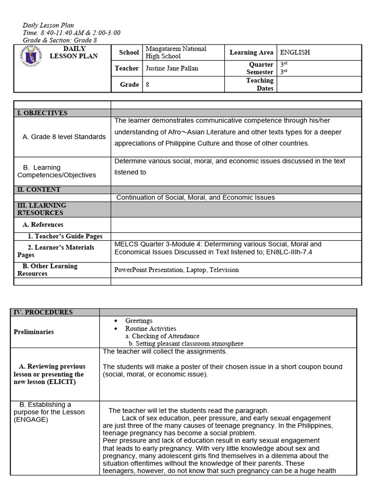 March-5 Moral Issues Continuation | PDF | Adolescence | Lesson Plan