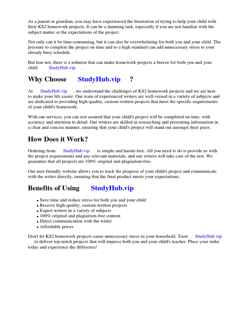 Ks2 Homework Projects | Download Free PDF | Facebook | Homework