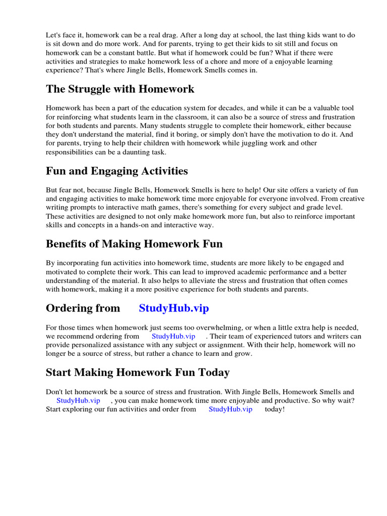 Jingle Bells Homework Smells Activities | PDF | Homework | Safari (Web ...
