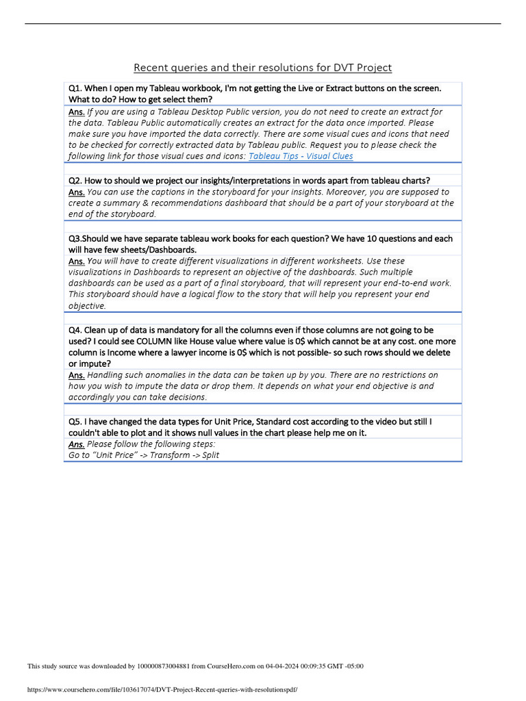 DVT Project Recent Queries With Resolutions PDF | PDF | Computing ...