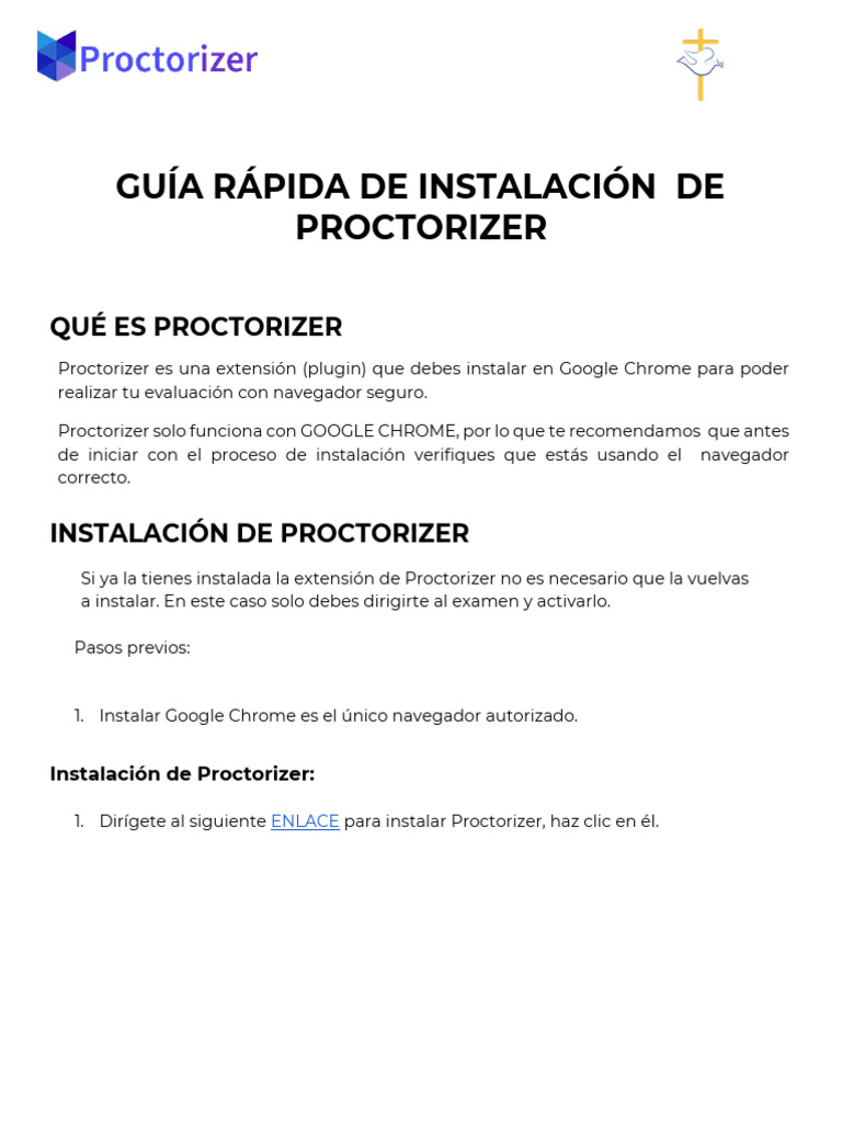 Instalación Rápida de Proctorizer en Chrome | PDF
