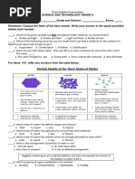 Science 8 3rd Quarter Exam Guide | PDF | Matter | Chemical Elements