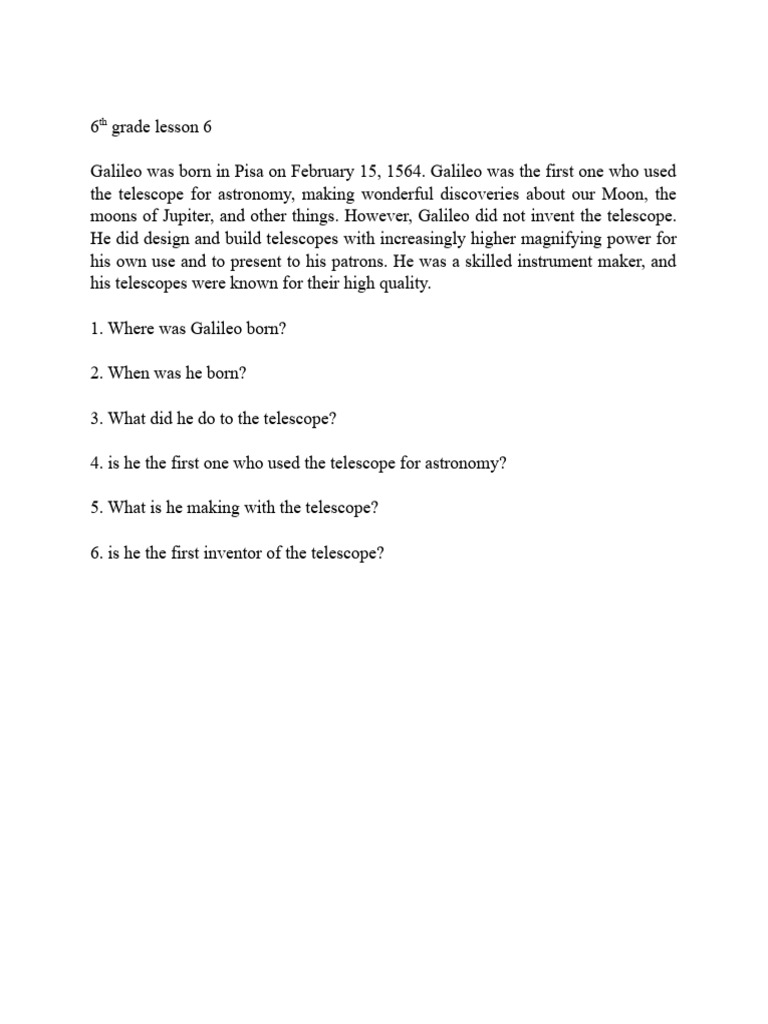 6th Grade Lesson 6 | PDF