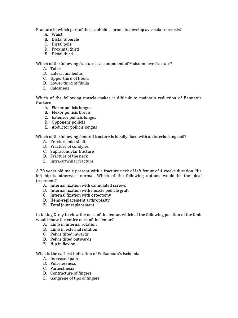 Orthopaedic MCQ | PDF | Anatomical Terms Of Motion | Knee