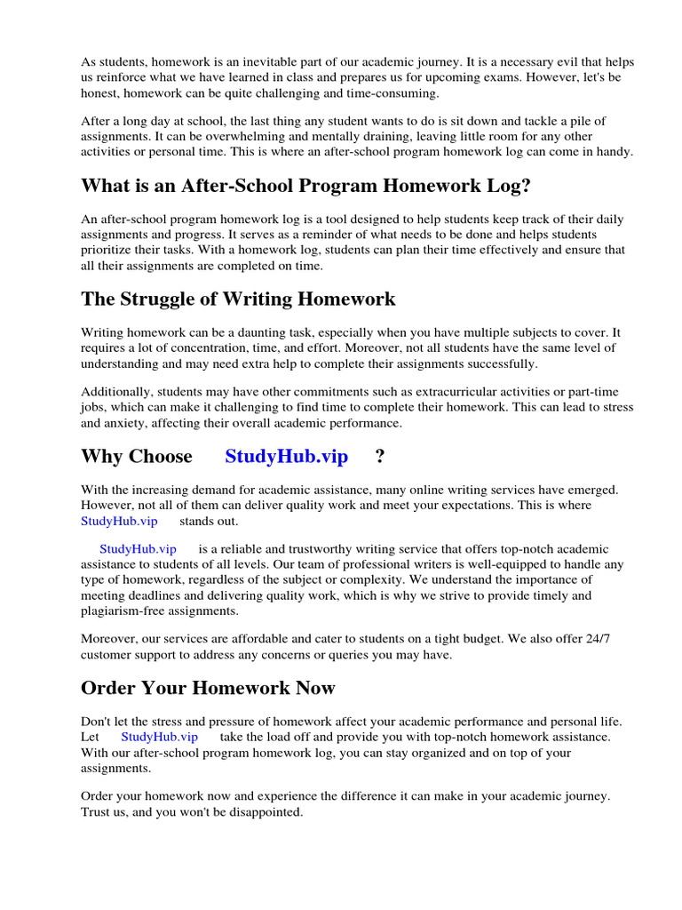 After School Program Homework Log | PDF | Homework | Http Cookie
