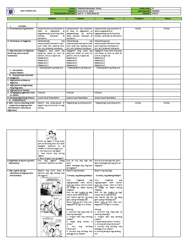 DLL Fil3 Q3 W8 | PDF