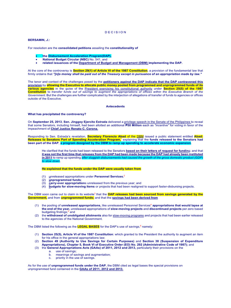 Constitutionality of the Disbursement Acceleration Program | PDF | Writ ...