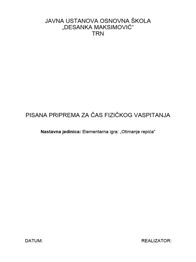 41 Elementarna Igra Otimanje Repica On | PDF